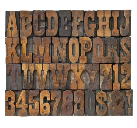 Letters and Numbers in Vintage Type Stock Photo - Image of text ...