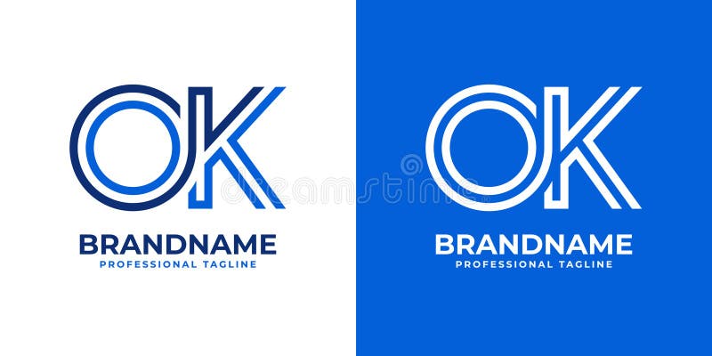Letters OK Line Monogram Logo, Suitable for Business with OK or KO ...