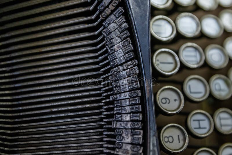 Letters of an Old Typewrite Stock Photo - Image of metallic, print ...