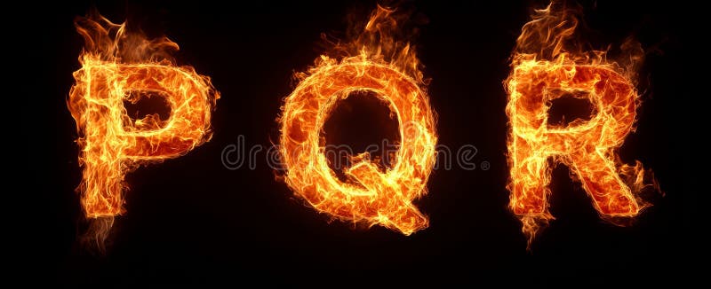 Letters P, Q, and R Created with Flaming Fire. Stock Photo - Image of ...
