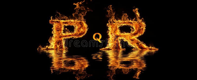 Letters P, Q, R Made from Blazing Fire Flames. Stock Image - Image of ...