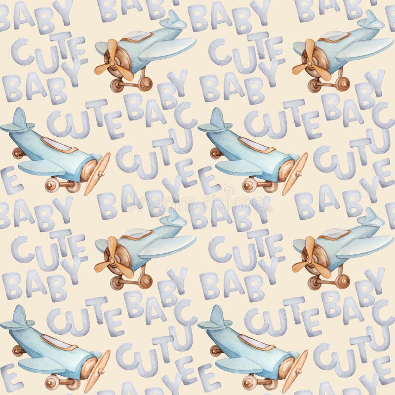 Letters Patterns, Baby Boy Seamless Watercolor Pattern, Beige ...