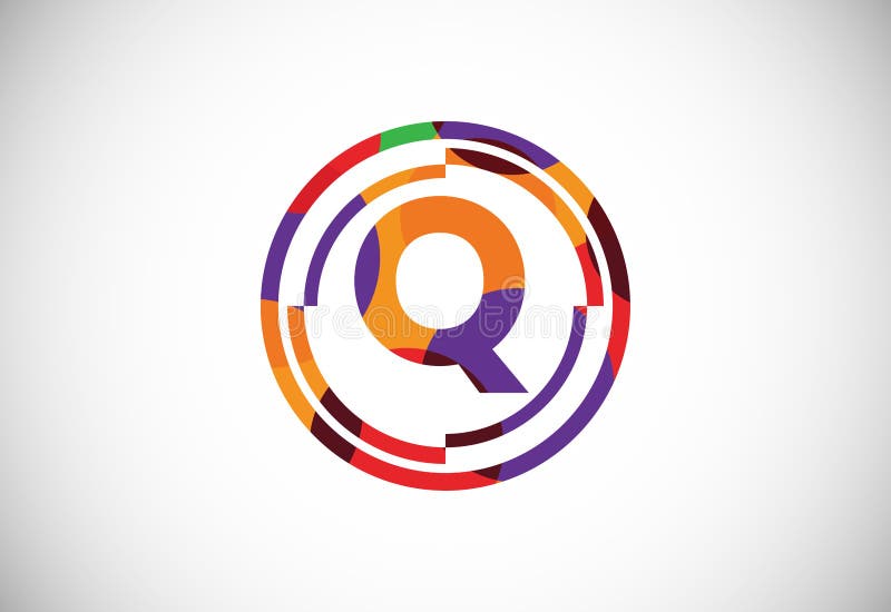 Letters Q with Circle Frames Low Poly Art Style. English Alphabet ...