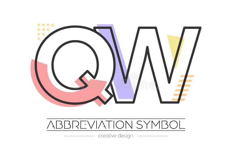 Letters Q and W. Merging of Two Letters. Initials Logo or Abbreviation ...