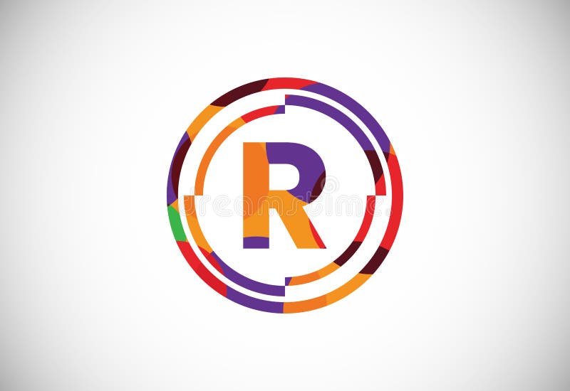 Letters R with Circle Frames Low Poly Art Style. English Alphabet ...