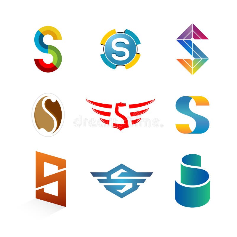 Letters S Logo Set. Different Style and Colors S Letter Signs ...