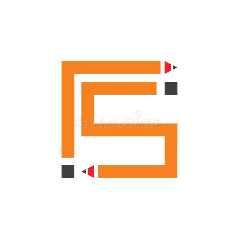 Letters S Pencil Square Geometric Education Concept Vector Stock Vector ...