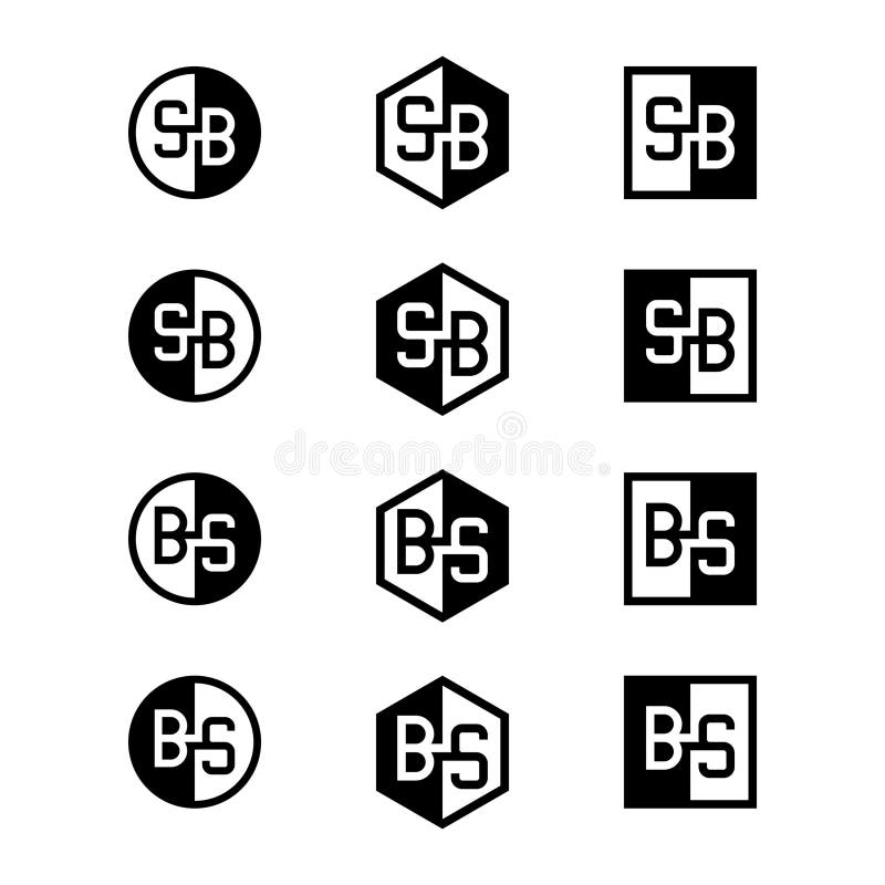 Letters SB and BS Positive and Negative Logo Set, Suitable for Any ...