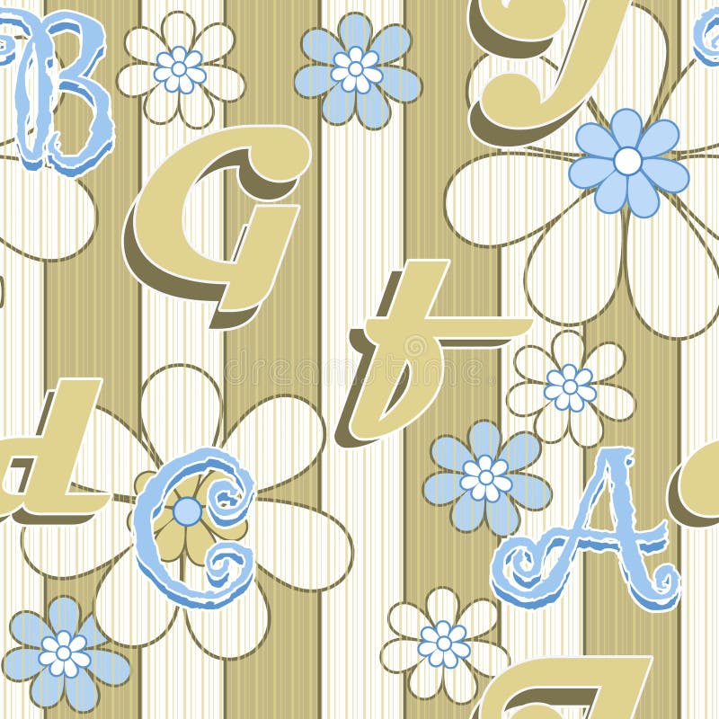 Letters Seamless Pattern Beige Blue Stock Illustration - Illustration ...