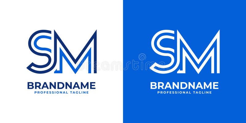Letters SM Line Monogram Logo, Suitable for Business with SM or MS ...