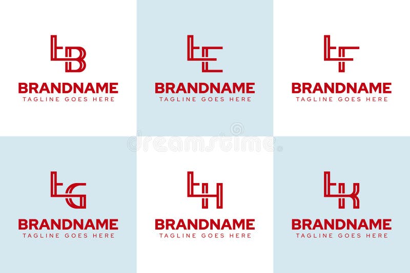 Letters TB TE TF TG TH TK Logo Monogram Set, for BT ET FT GT HT KT ...