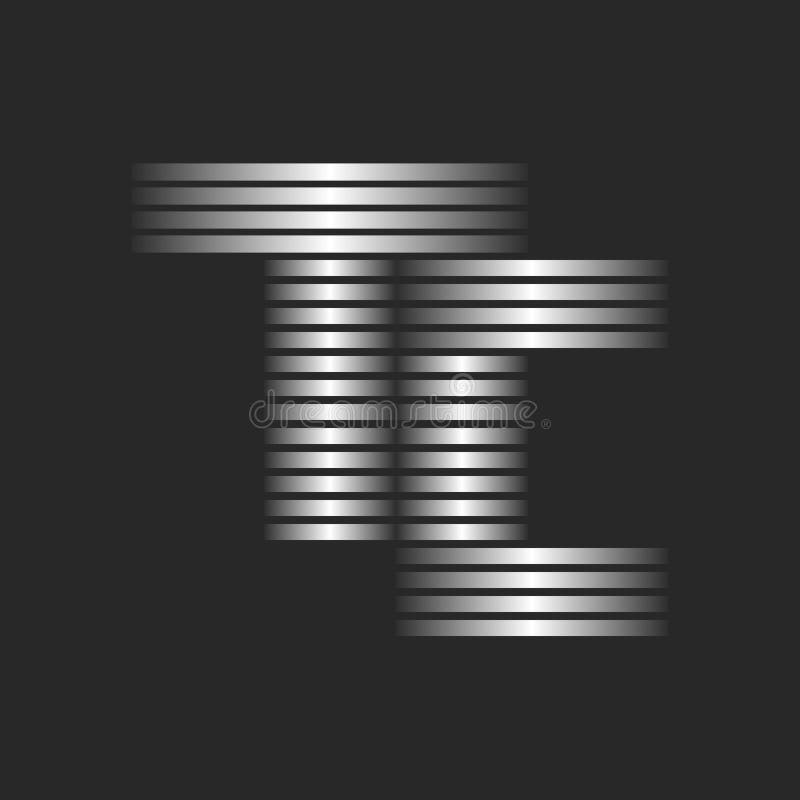 Letters TE or ET Logo Design Featuring Metallic Thin Parallel Lines, a ...