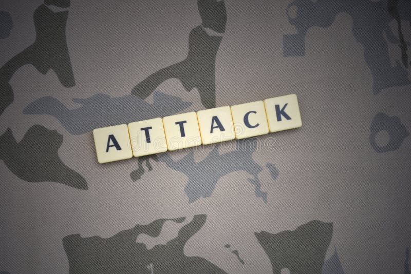 Letters with Text Attack on the Khaki Background. Military Concept ...