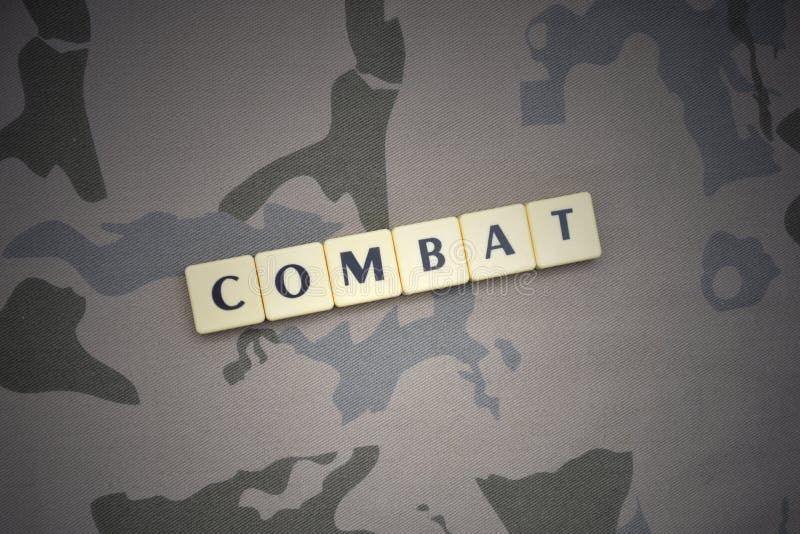 Letters with Text Combat on the Khaki Background. Military Concept ...