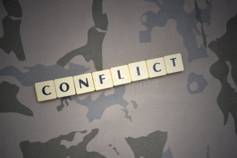 Letters with Text Conflict on the Khaki Background. Military Concept ...