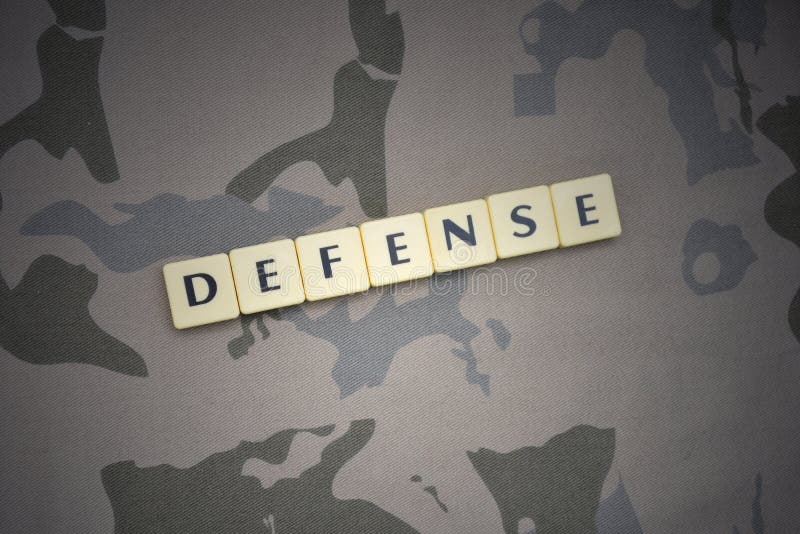 Letters with Text Defence on the Khaki Background. Military Concept ...
