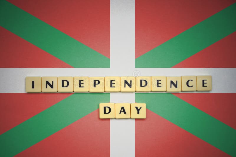 Letters with Text Independence Day on the National Flag of Basque ...