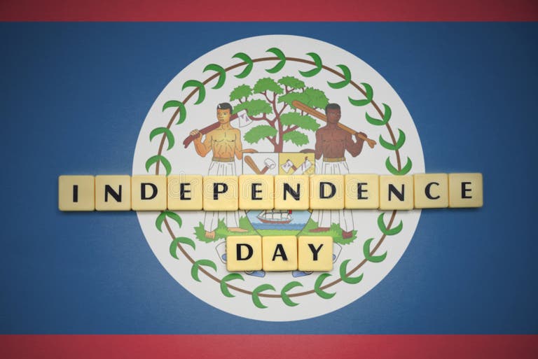 Letters with Text Independence Day on the National Flag of Belize ...
