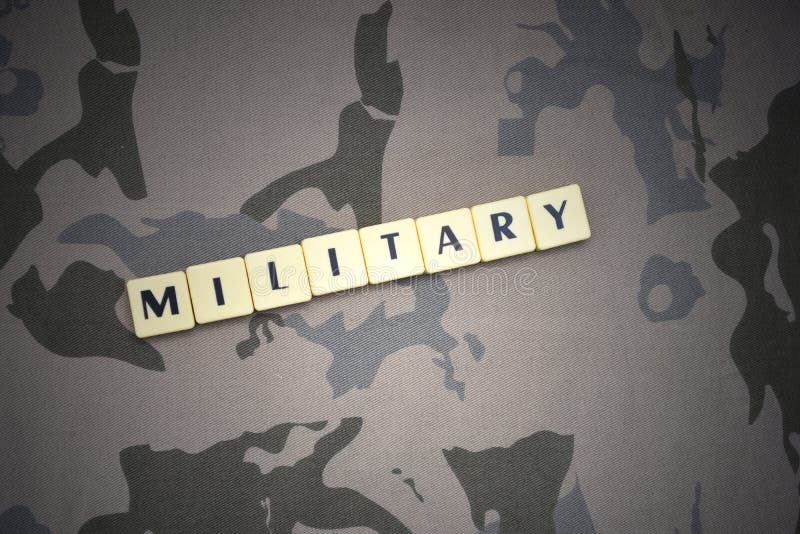 Letters with Text Military on the Khaki Background. Concept Stock Photo ...