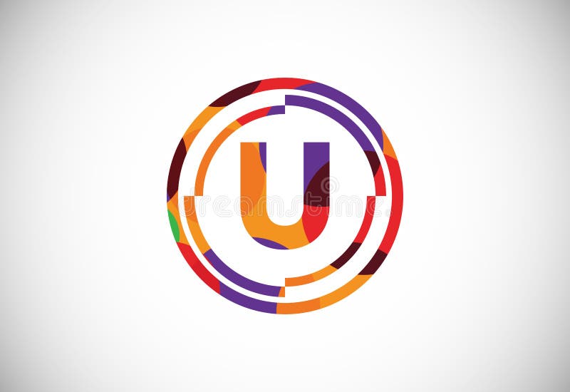 Letters U with Circle Frames Low Poly Art Style. English Alphabet ...