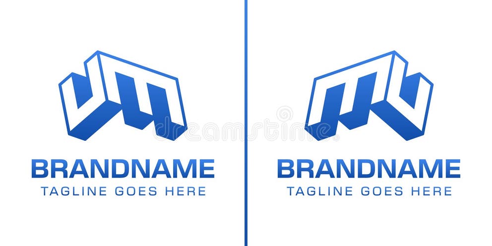 Letters UM or MU 3D Monogram Logo, Symbolizes Strength, Dynamism, and ...