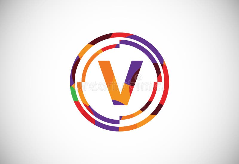 Letters V with Circle Frames Low Poly Art Style. English Alphabet ...