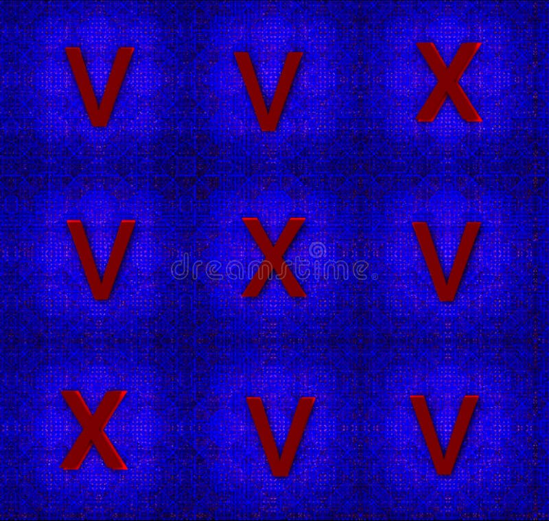 Letters X and V Numbers 10 and 5 in Cube Cells Stock Illustration ...