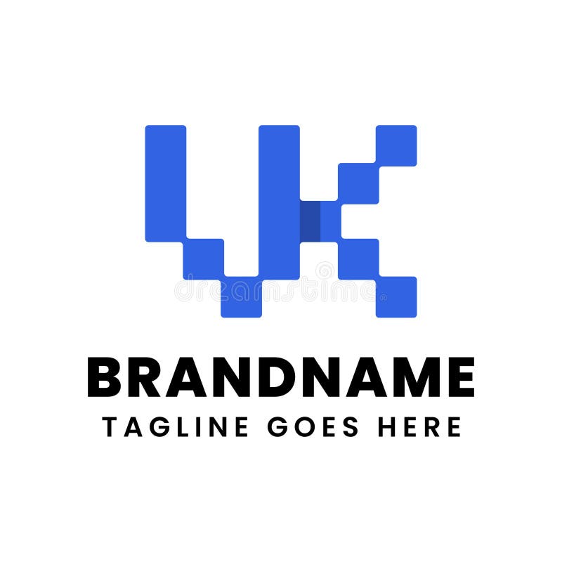 Letters VK Modern Pixel Logo, Suitable for Any Business with VK or KV ...