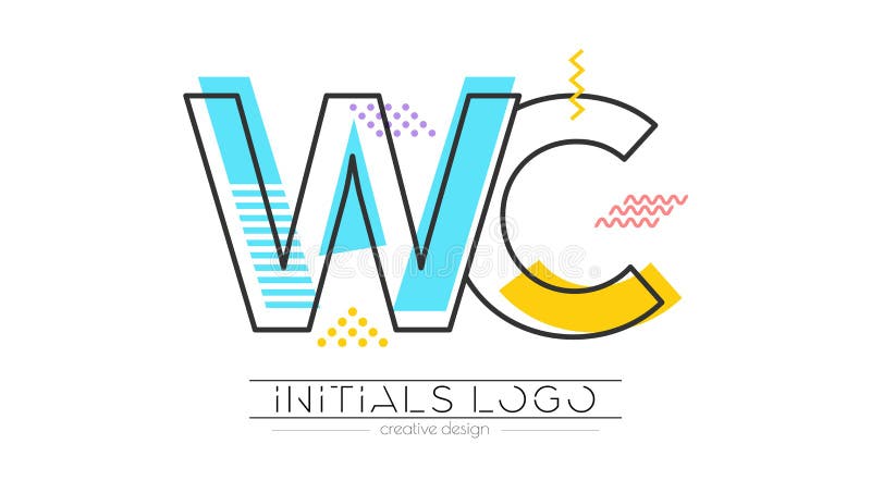 Letters W and C. Merging of Two Letters. Initials Logo or Abbreviation ...