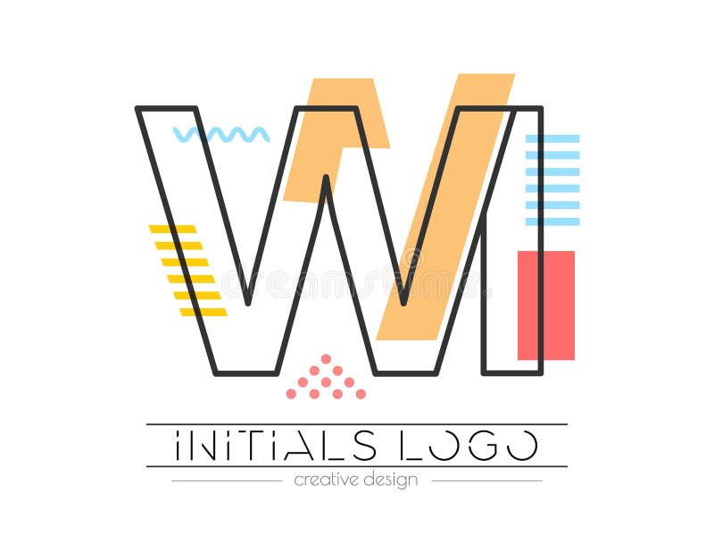 Letters W and I. Merging of Two Letters. Initials Logo or Abbreviation ...