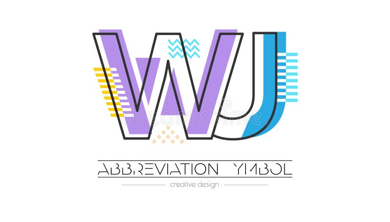 Letters W and J. Merging of Two Letters. Initials Logo or Abbreviation ...