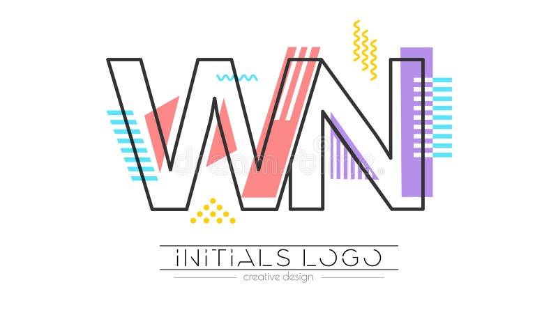 Letters W and N. Merging of Two Letters. Initials Logo or Abbreviation ...