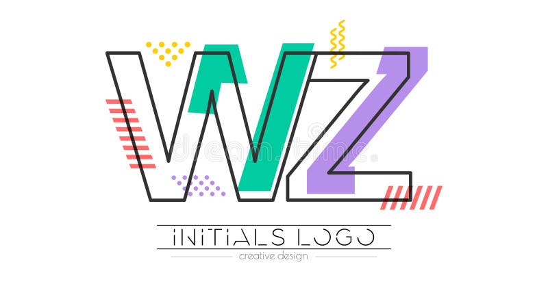 Letters W and Z. Merging of Two Letters. Initials Logo or Abbreviation ...