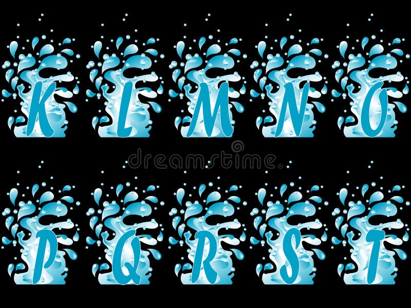 Letters in water splash stock vector. Illustration of graphic - 26314918