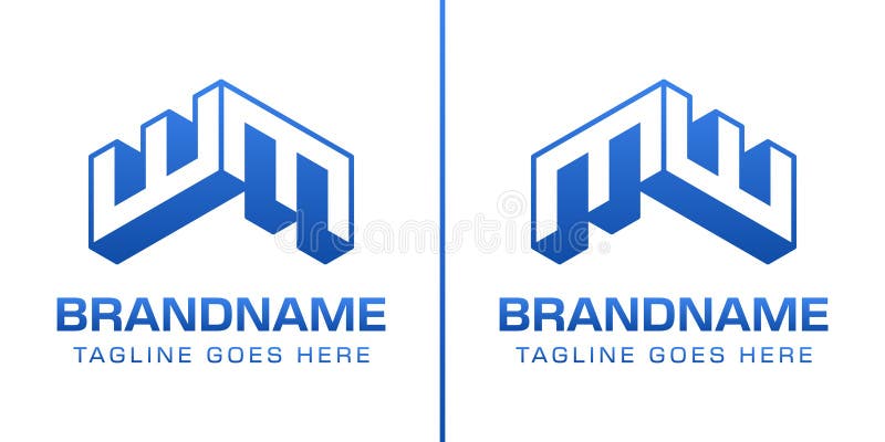 Letters WM or MW 3D Monogram Logo, Symbolizes Strength, Dynamism, and ...