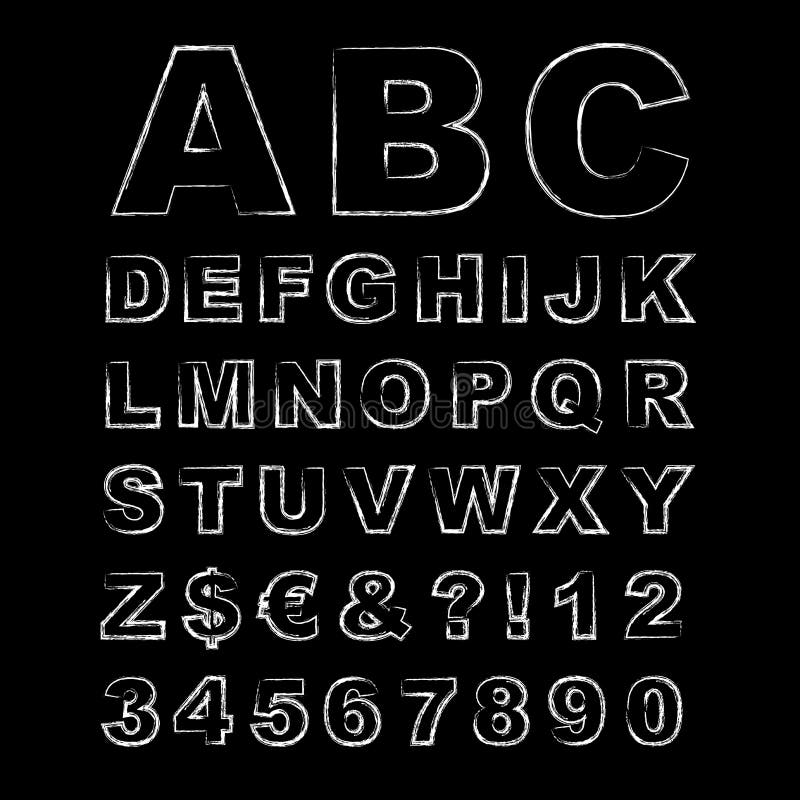 Letters Written in Chalk, Hand Drawn Chalk Alphabet Stock Vector ...