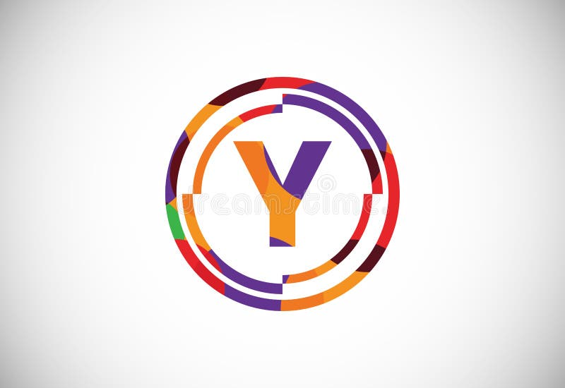 Letters Y with Circle Frames Low Poly Art Style. English Alphabet ...