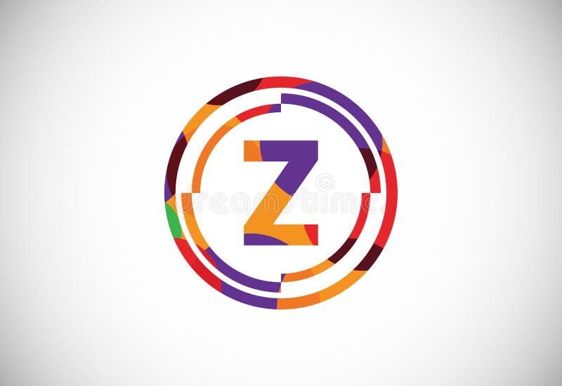 Letters Z with Circle Frames Low Poly Art Style. English Alphabet ...