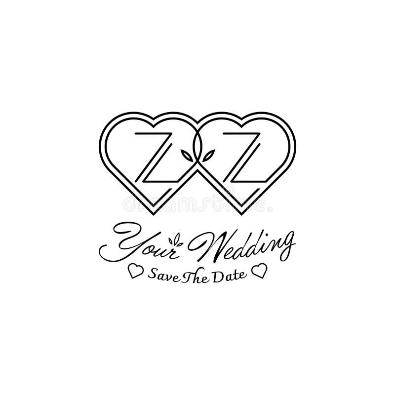 Letters ZZ Wedding Love Logo, for Couples with Z and Z Initials Stock ...