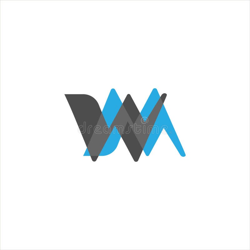 Initial Letter WM Logo, Grey and Blue. Stock Vector - Illustration of ...