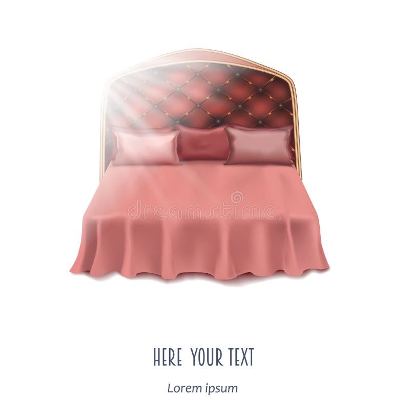 Letto Rosso Su Un Fondo Bianco, Cuscino Molle Illustrazione Vettoriale ...