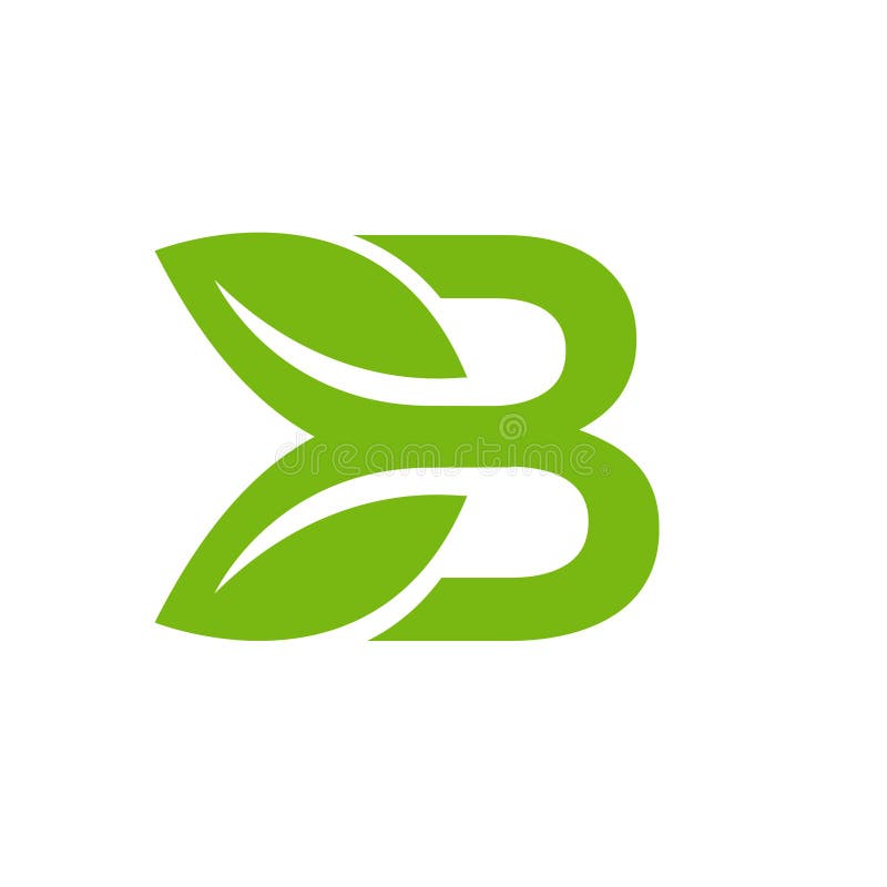 Lettre b logo vert feuille illustration stock. Illustration du dessin ...
