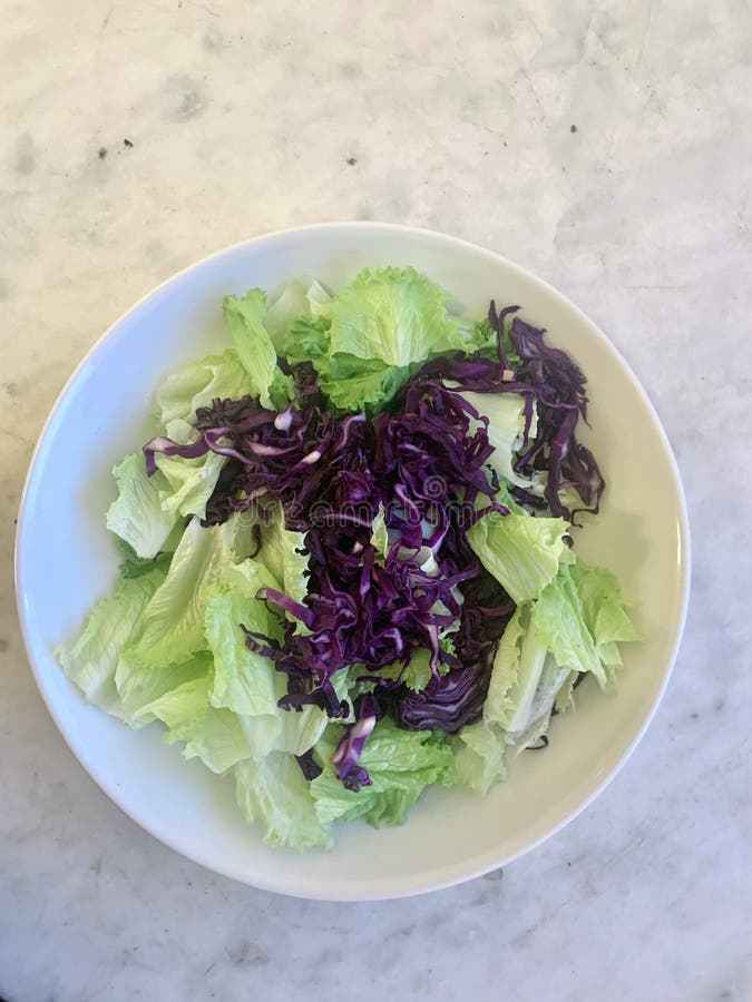 Lettuce and Cabbage Mix Salad Served Stock Photo - Image of cabbage ...
