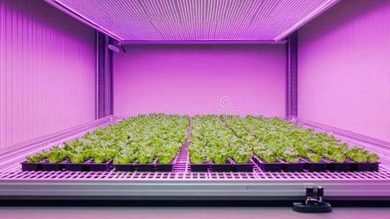 Lettuce Growing Under Led Light in Vertical Farm, Implementing Modern ...