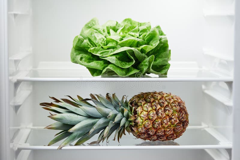 Lettuce in the Refrigerator Stock Photo - Image of indoors, healthy ...
