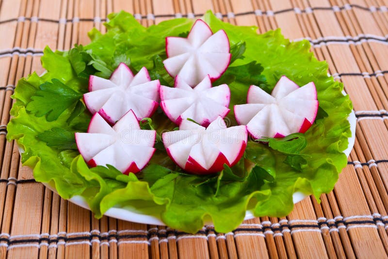 Lettuce and Radish in Form Flowers. Stock Photo - Image of produce ...