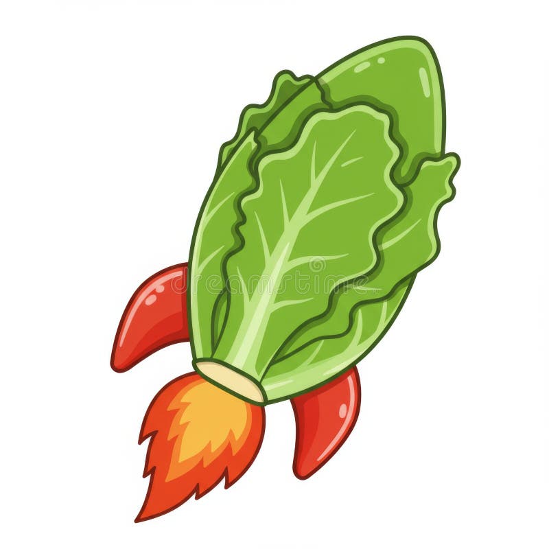 Lettuce Rocket Cartoon Illustration Stock Illustration - Illustration ...