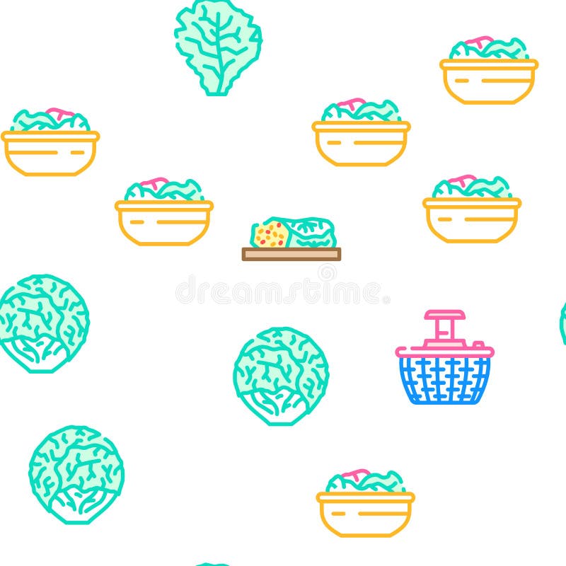Lettuce Salad Leaf Vegetable Vector Seamless Pattern Stock Vector ...