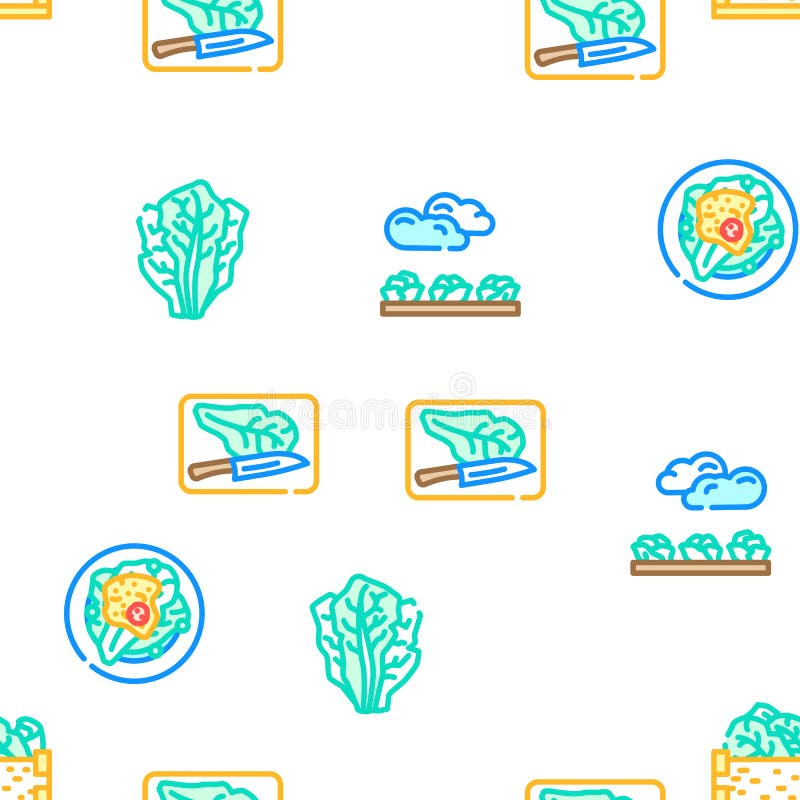 Lettuce Salad Leaf Vegetable Vector Seamless Pattern Stock Vector ...