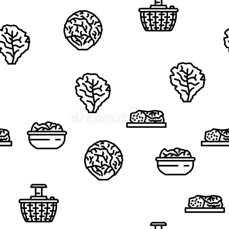Lettuce Salad Leaf Vegetable Vector Seamless Pattern Stock Illustration ...